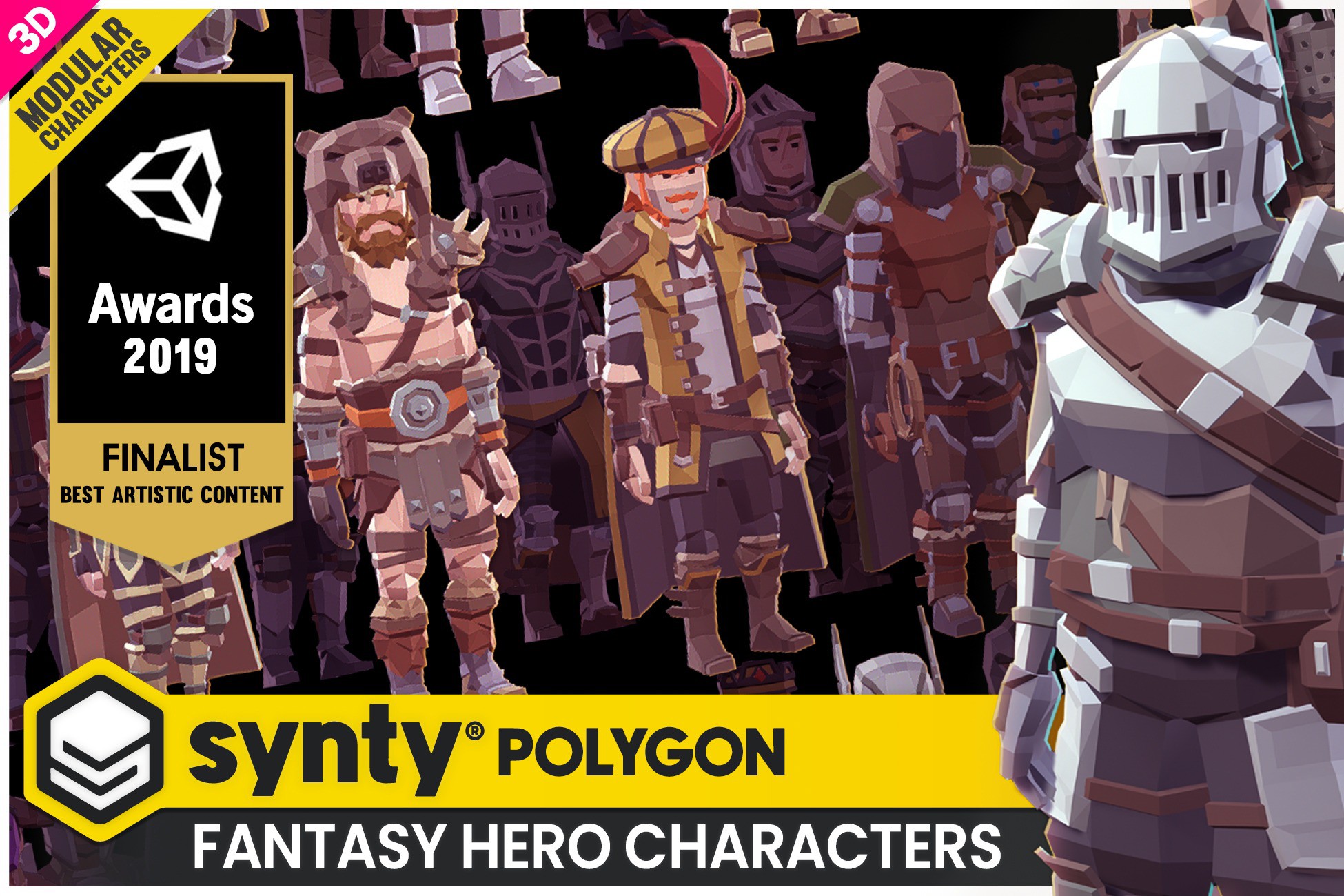 POLYGON Modular Fantasy Hero Characters - Low Poly 3D Art by Synty | yzzfo | Share for Free